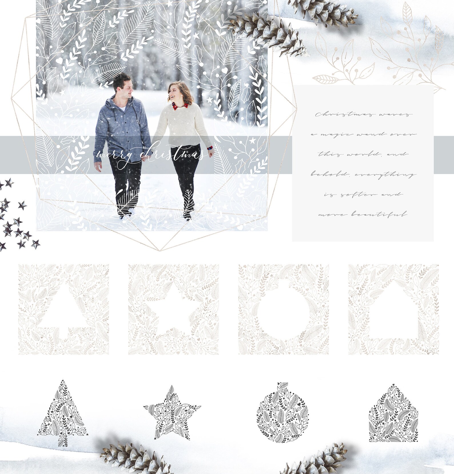 Modern Photo Frame - Line Art Frame Template - Holiday Season - Large ...