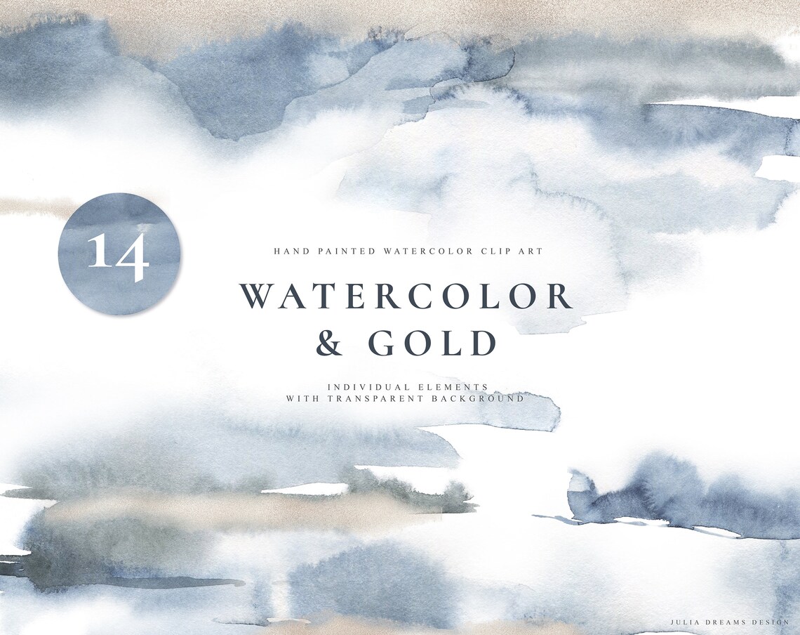 Watercolor Gold Shapes - Digital Clipart Splashes - Watercolor ...