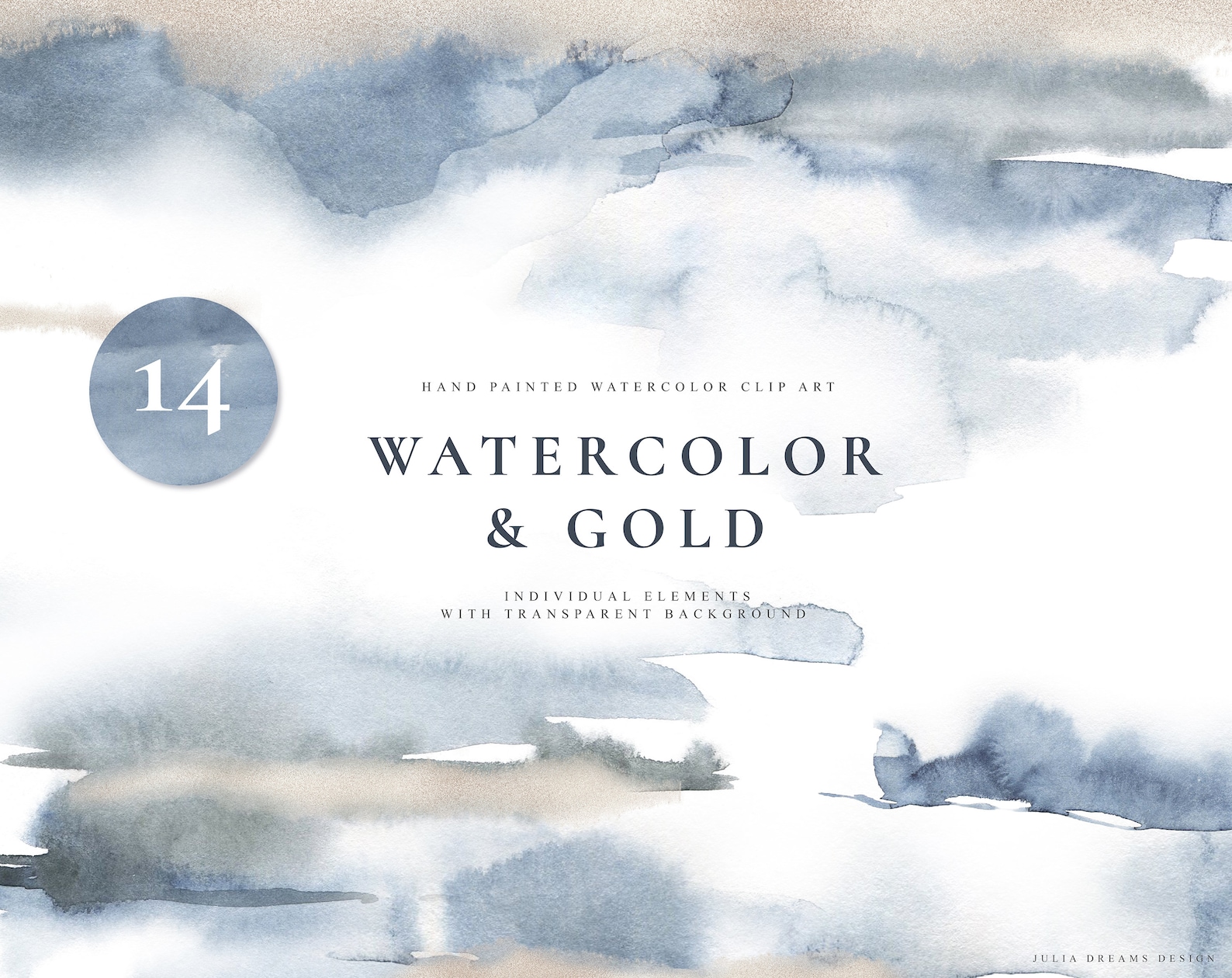 Watercolor Gold Shapes Digital Clipart Splashes Watercolor - Etsy
