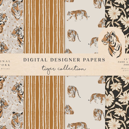 Tiger Digital Papers Commercial Use Scrapbook Paper - Etsy