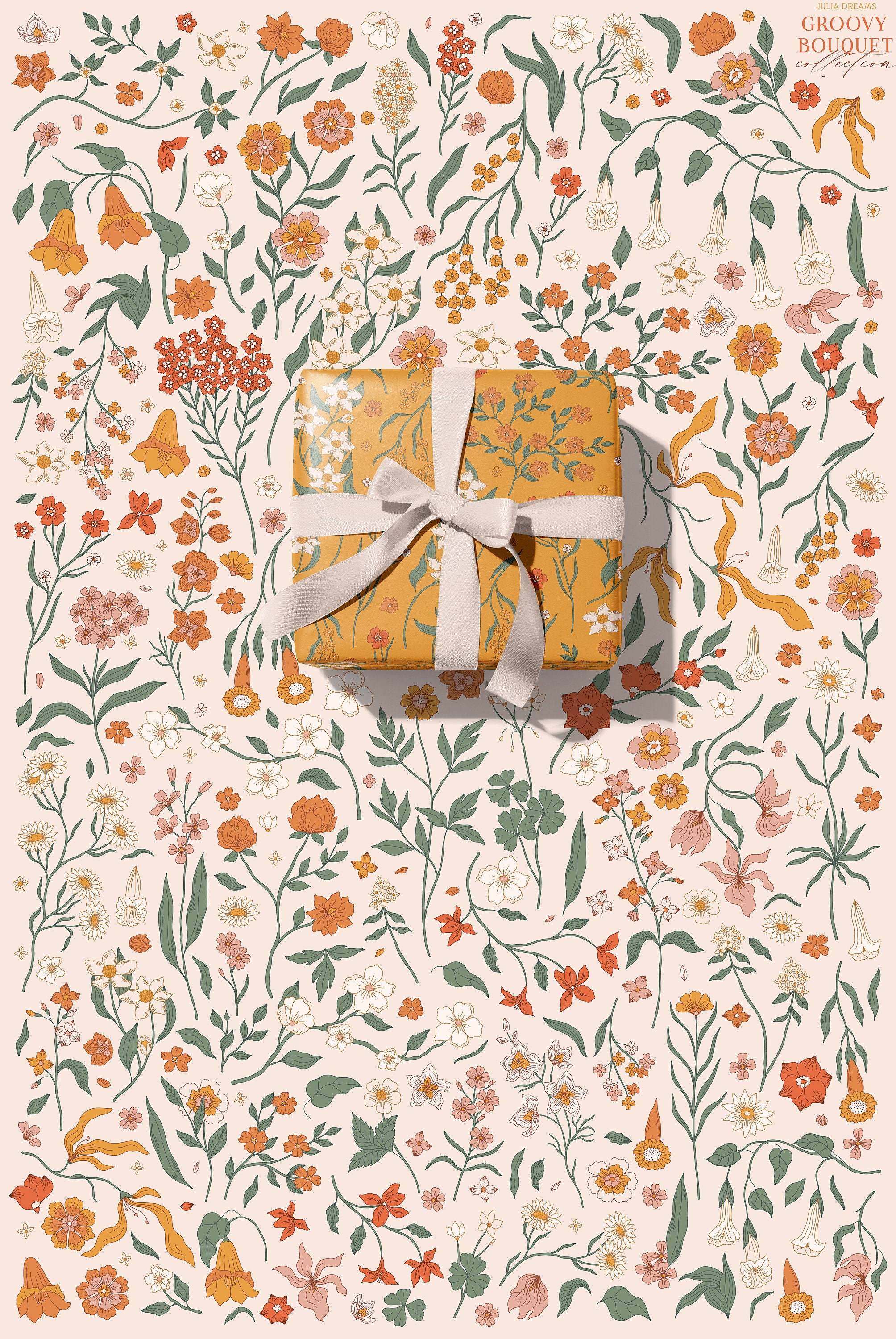 Groovy Bouquet Flowers Clipart Boho Botanical Flower Clip - Etsy