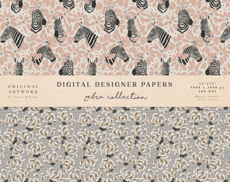 Zebra Digital Papers Commercial Use Scrapbook Paper | Etsy