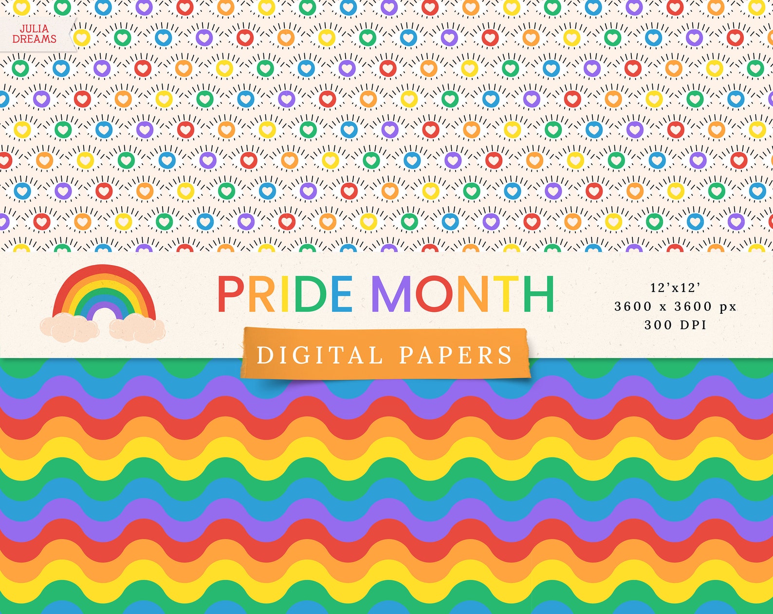 Pride Month Digital Papers - Commercial Use - Scrapbook Paper ...