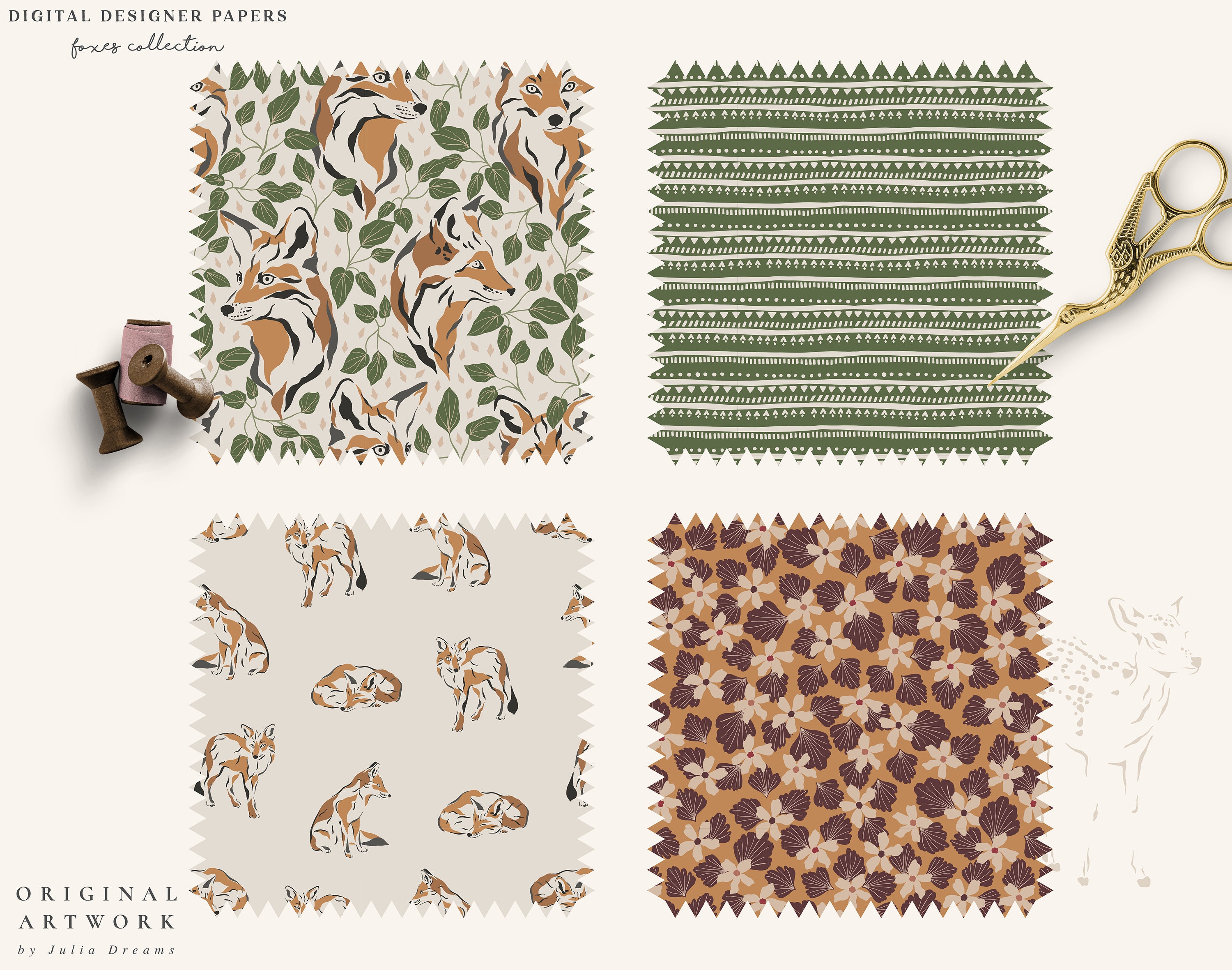 Foxes Digital Papers Commercial Use Scrapbook Paper - Etsy