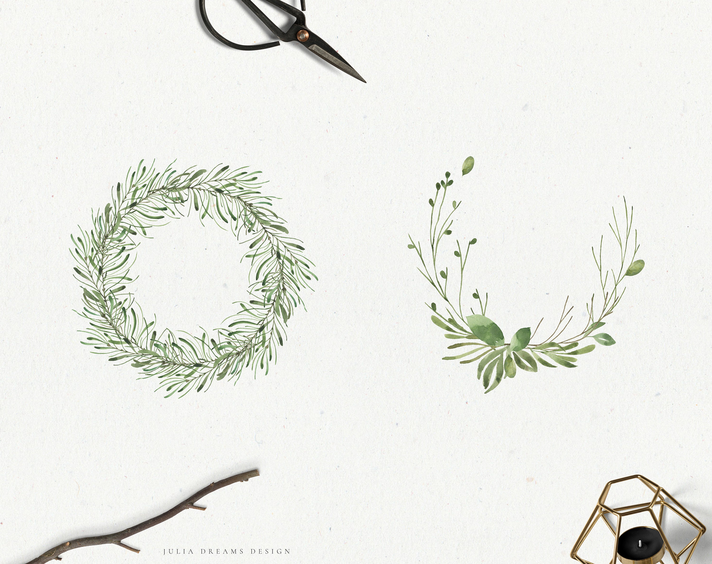 Watercolor Greenery Floral Wreaths Set Digital Clipart - Etsy