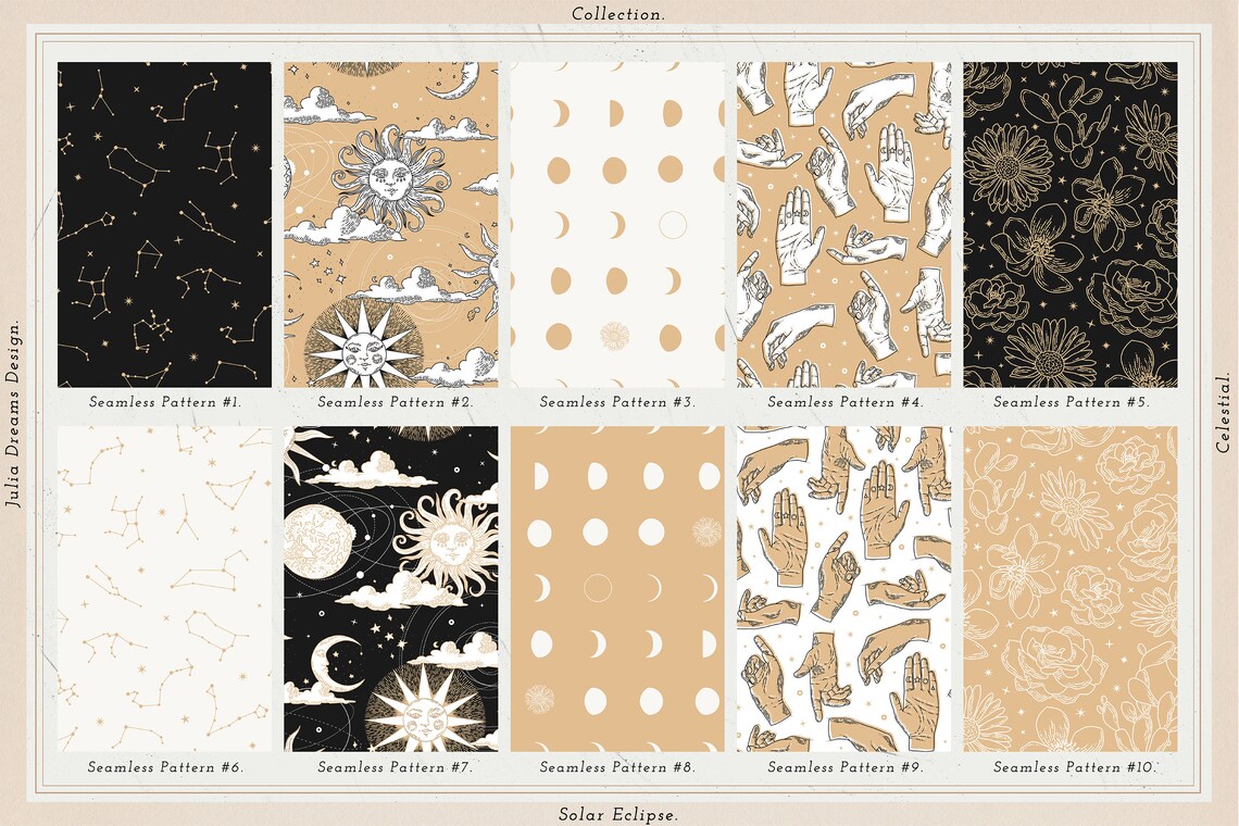 Digital Paper Solar Eclipse - Scrapbook Papers - Seamless Patterns ...