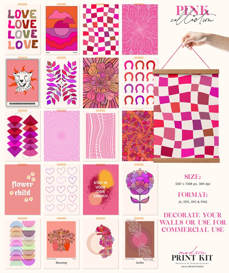 Modern Print Kit Posters Illustrations Printable Digital | Etsy