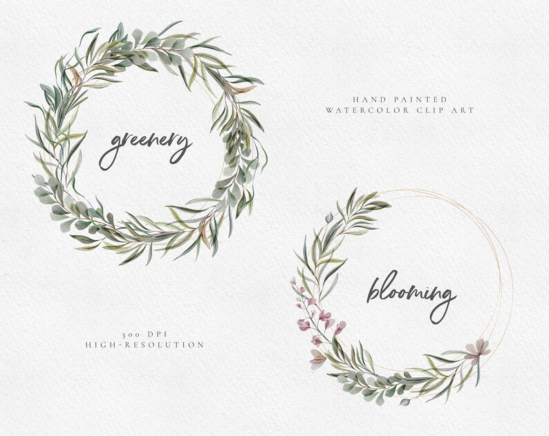 Wreath Set Watercolor Digital Clipart Individual PNG Files | Etsy