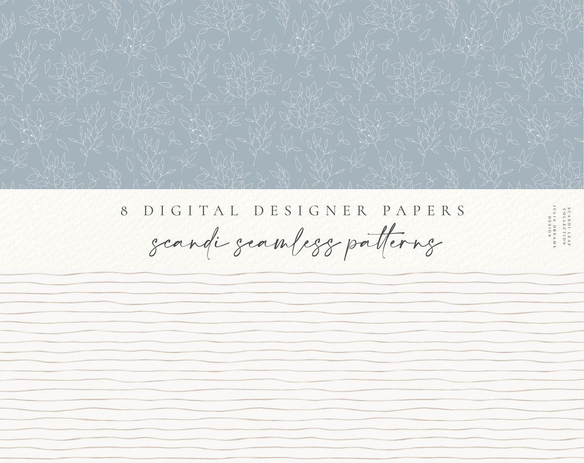 Scandi Leaf Digital Paper Scrapbook Papers Seamless - Etsy