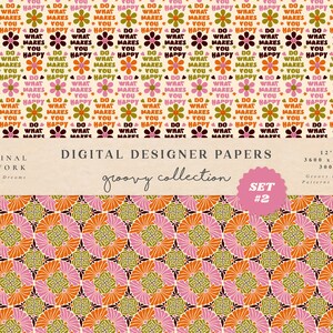 70s Style Digital Papers - Commercial Use - Scrapbook Paper - Seamless ...