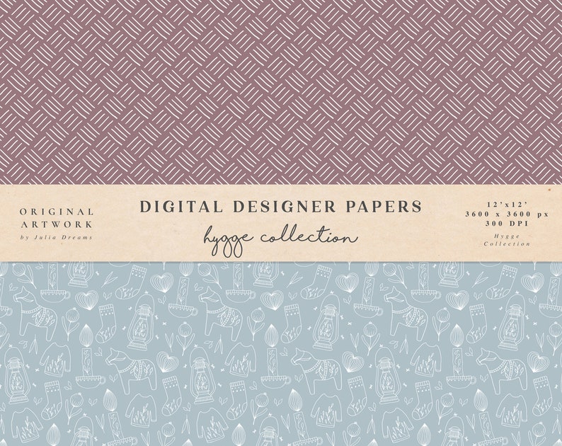 Hygge Digital Paper Set Scrapbook Paper Seamless Patterns | Etsy