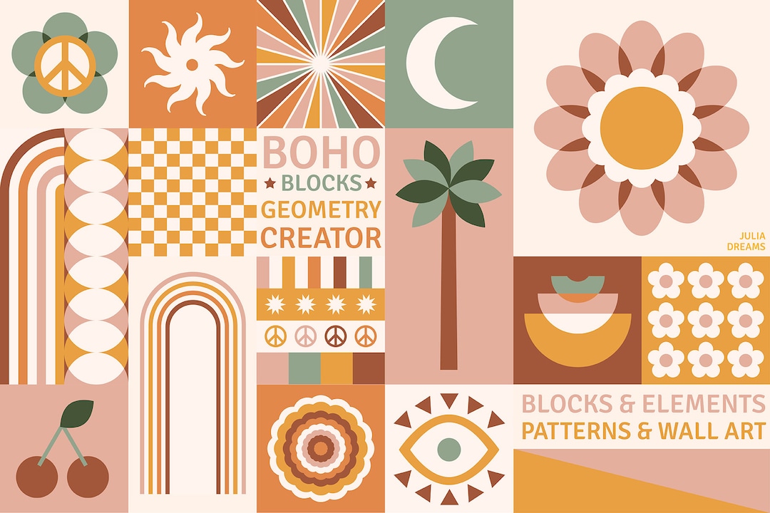 Boho Blocks Geometry Creator - Logo Digital Clipart - Printable Wall ...