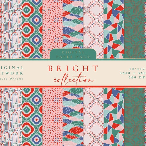 Bright Digital Paper Scrapbook Paper Seamless Patterns - Etsy