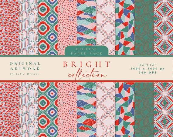 Bright Digital Paper Scrapbook Paper Seamless Patterns | Etsy