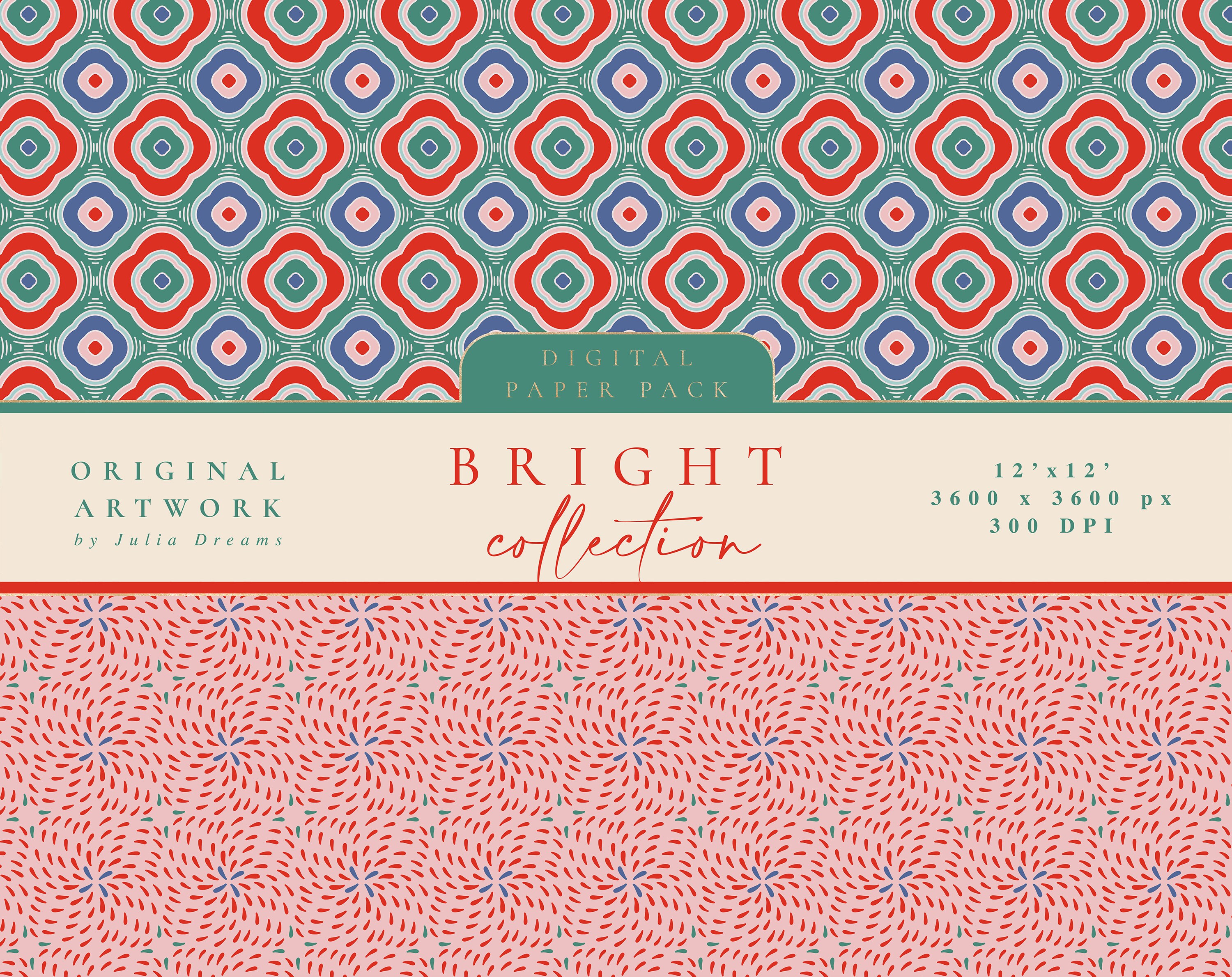 Bright Digital Paper - Scrapbook Paper - Seamless Patterns - Digital ...