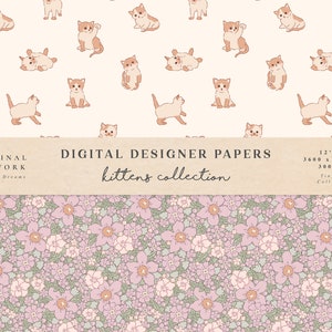 Cute Kittens Digital Papers - Commercial Use - Scrapbook Paper ...