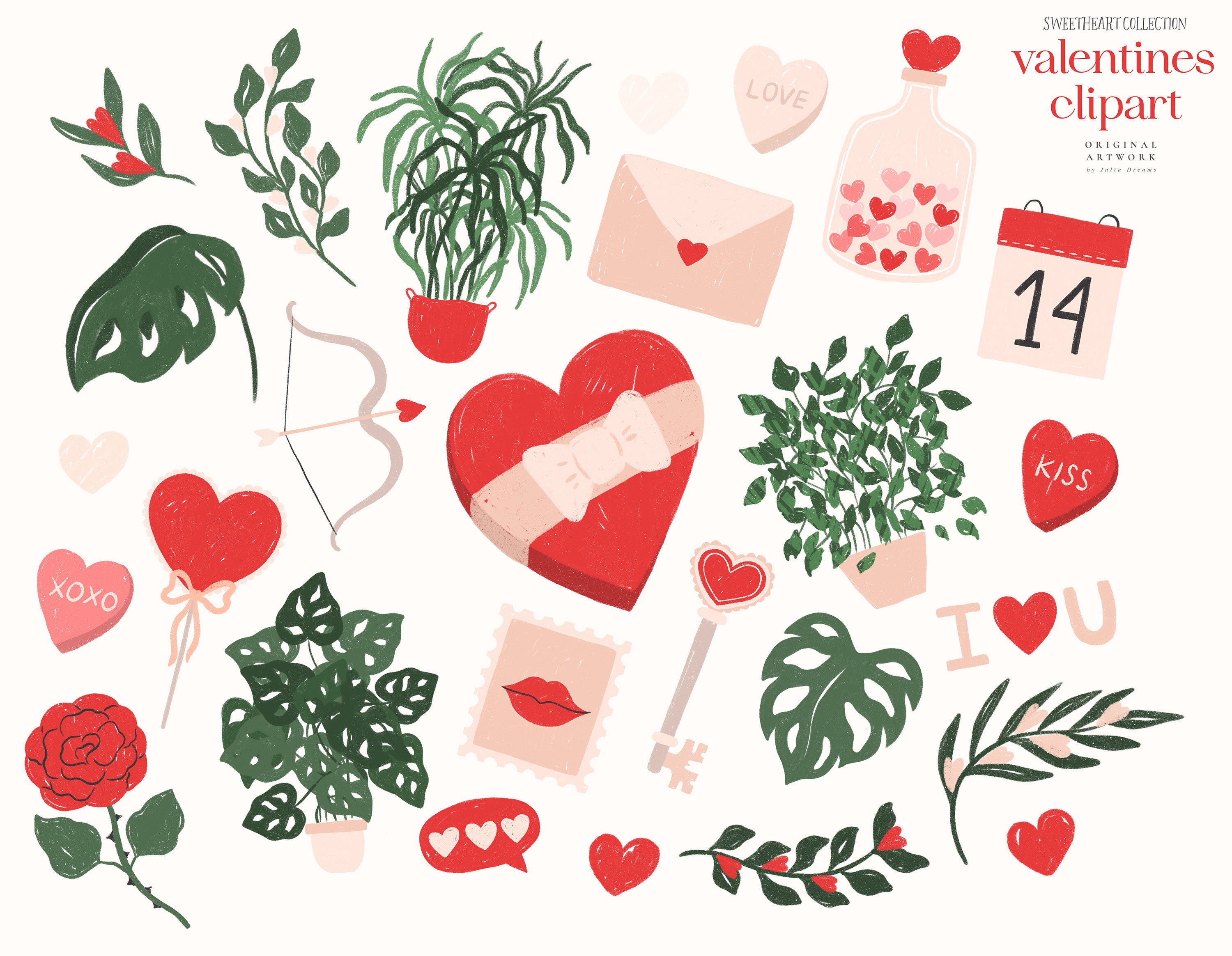 Valentines Digital Clipart Set - Instant Download - Love - Hearts ...