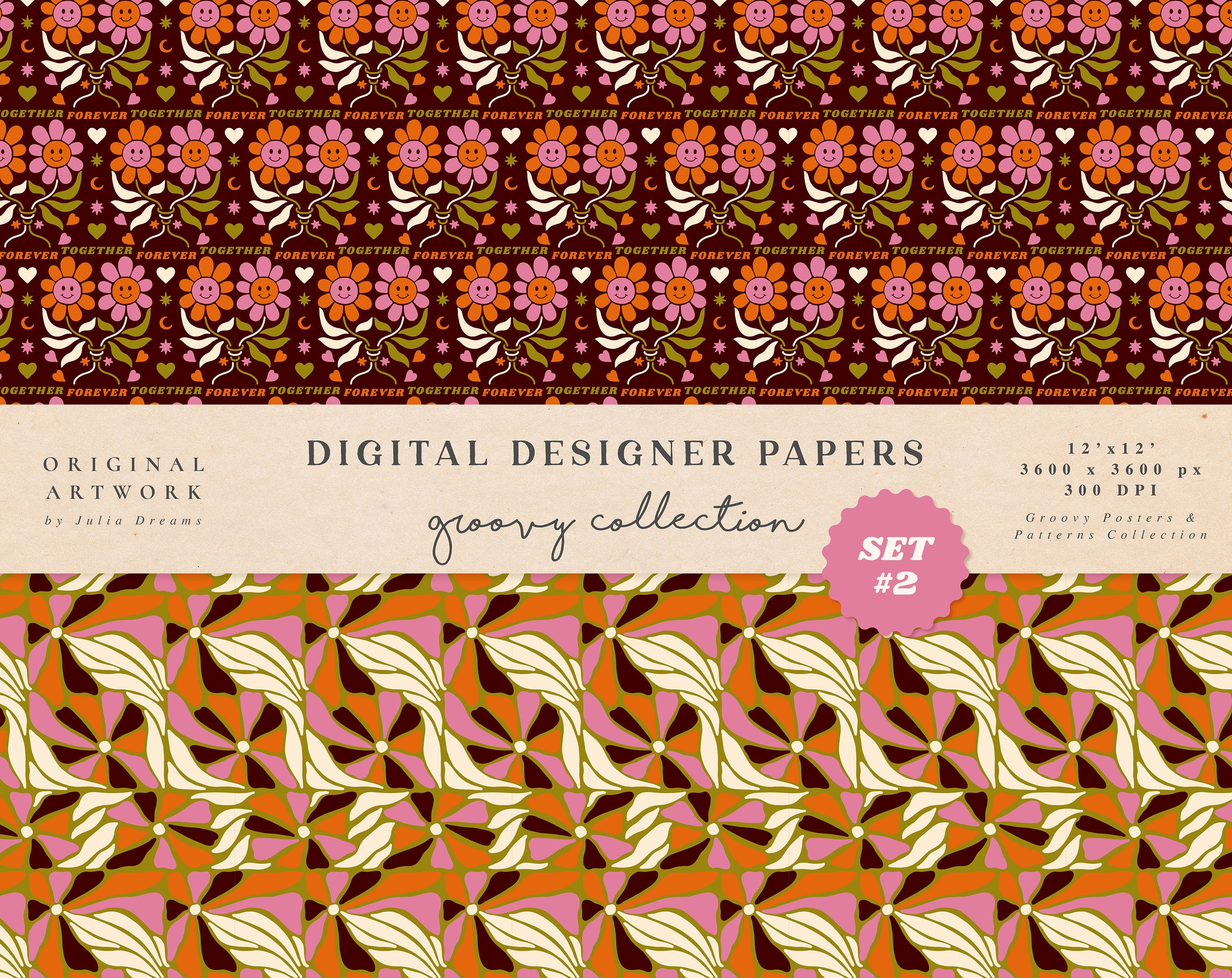 70s Style Digital Papers Commercial Use Scrapbook Paper - Etsy