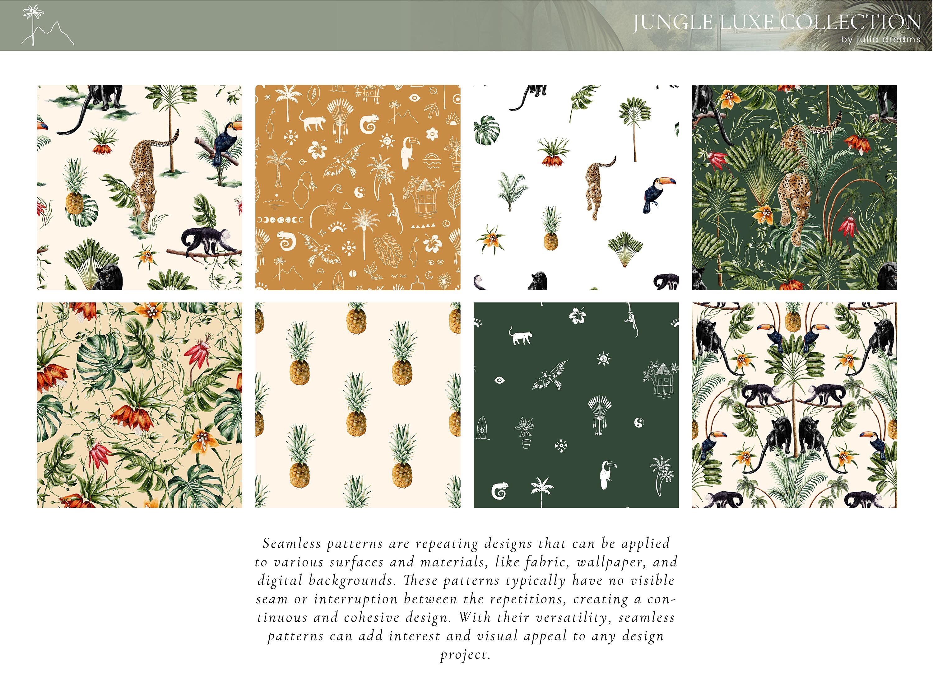 Jungle Luxe Watercolor Digital Paper - Scrapbook Papers - Seamless ...