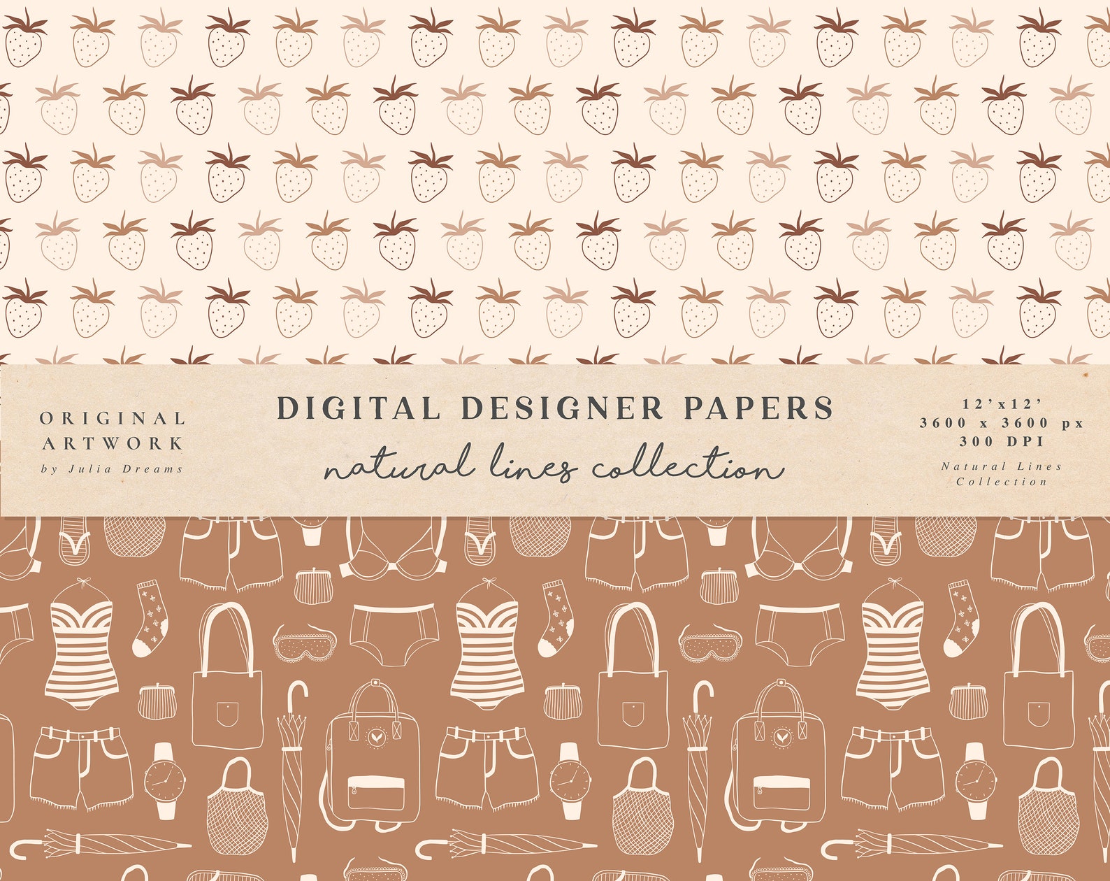 Digital Papers Natural Lines - Scrapbook Paper - Seamless Patterns ...