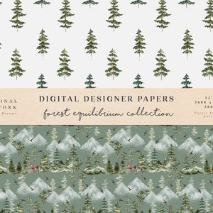 Watercolor Forest Digital Paper - Scrapbook Papers - Seamless Patterns ...