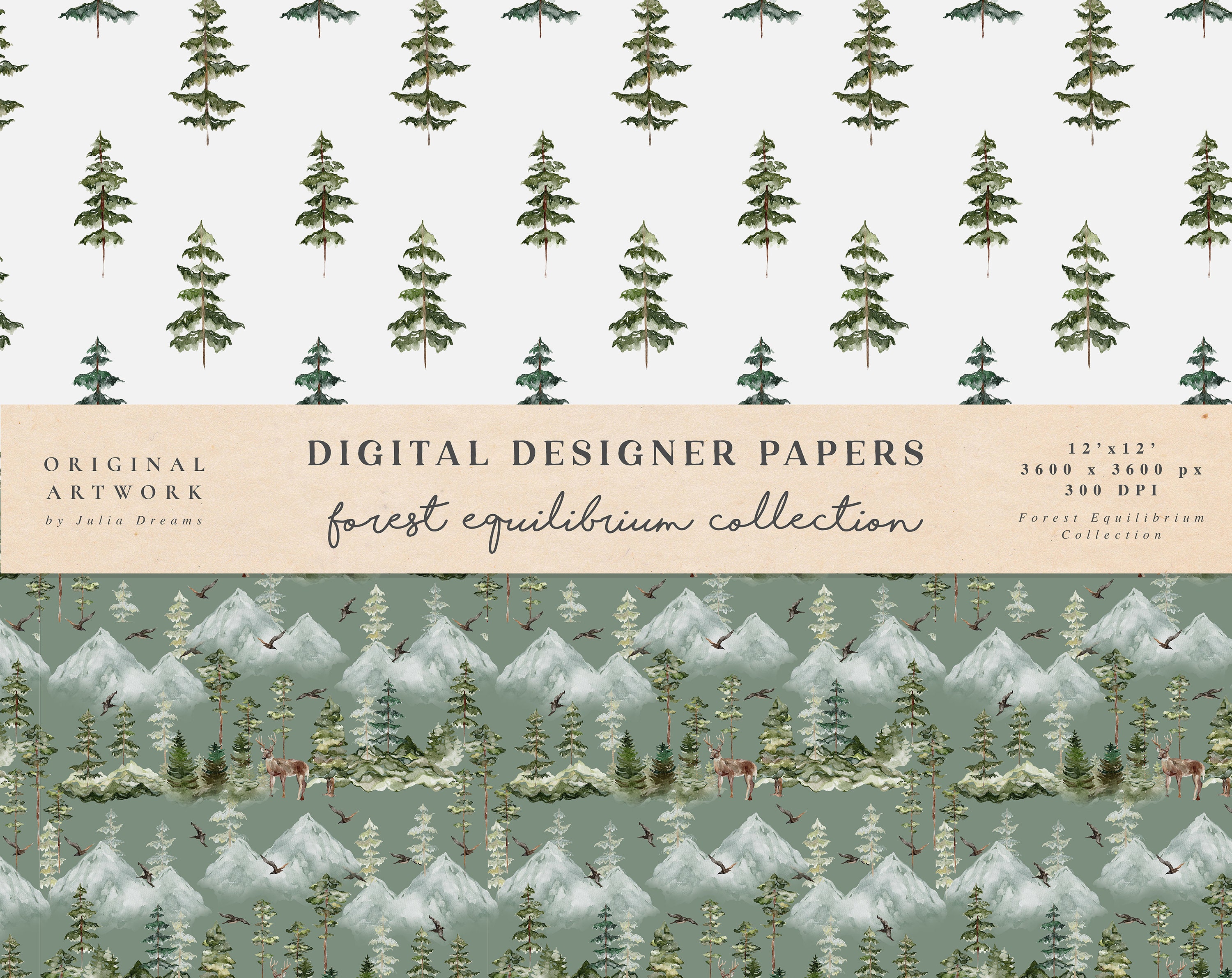 Watercolor Forest Digital Paper Scrapbook Papers Seamless - Etsy