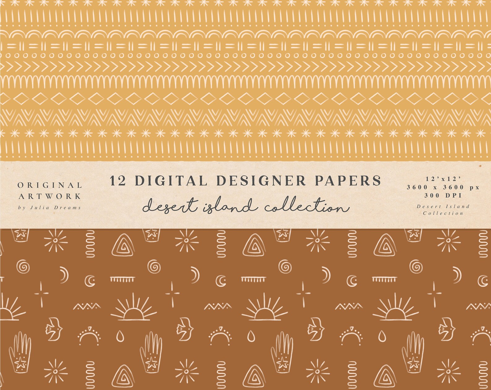 Desert Island Digital Paper Set - Scrapbook Paper - Seamless Patterns ...