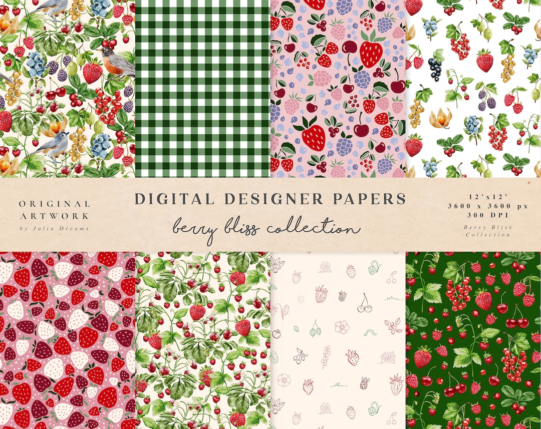 Berry Bliss Watercolor Digital Paper - Scrapbook Papers - Seamless ...