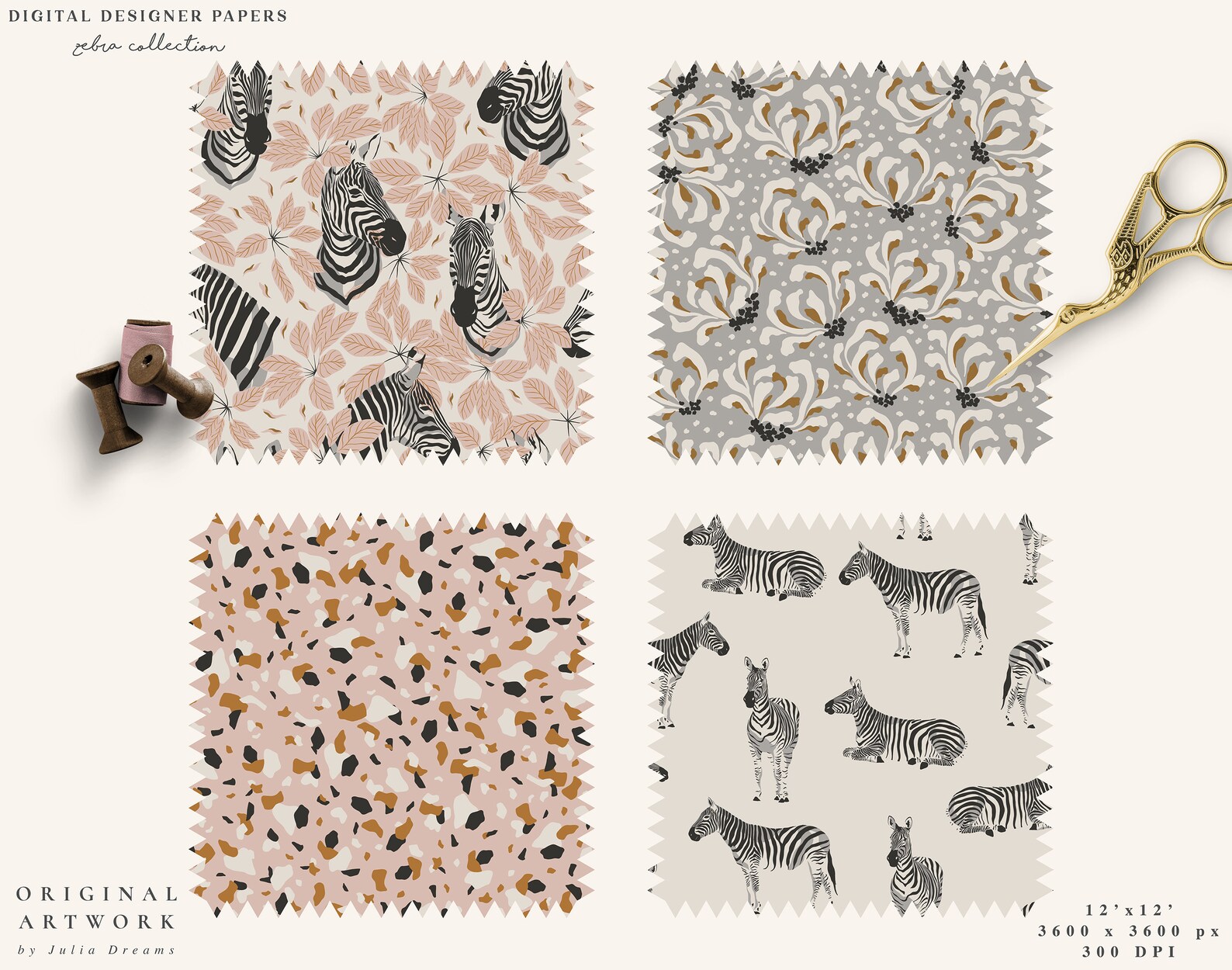 Zebra Digital Papers Commercial Use Scrapbook Paper | Etsy