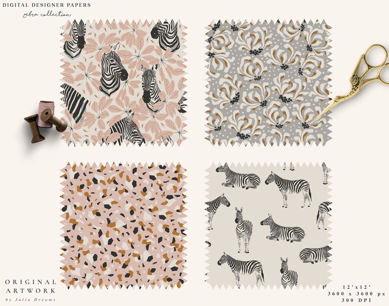 Zebra Digital Papers Commercial Use Scrapbook Paper | Etsy