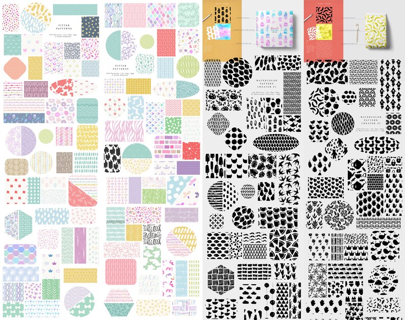 Digital Paper Bundle Seamless Patterns Printable Scrapbook | Etsy