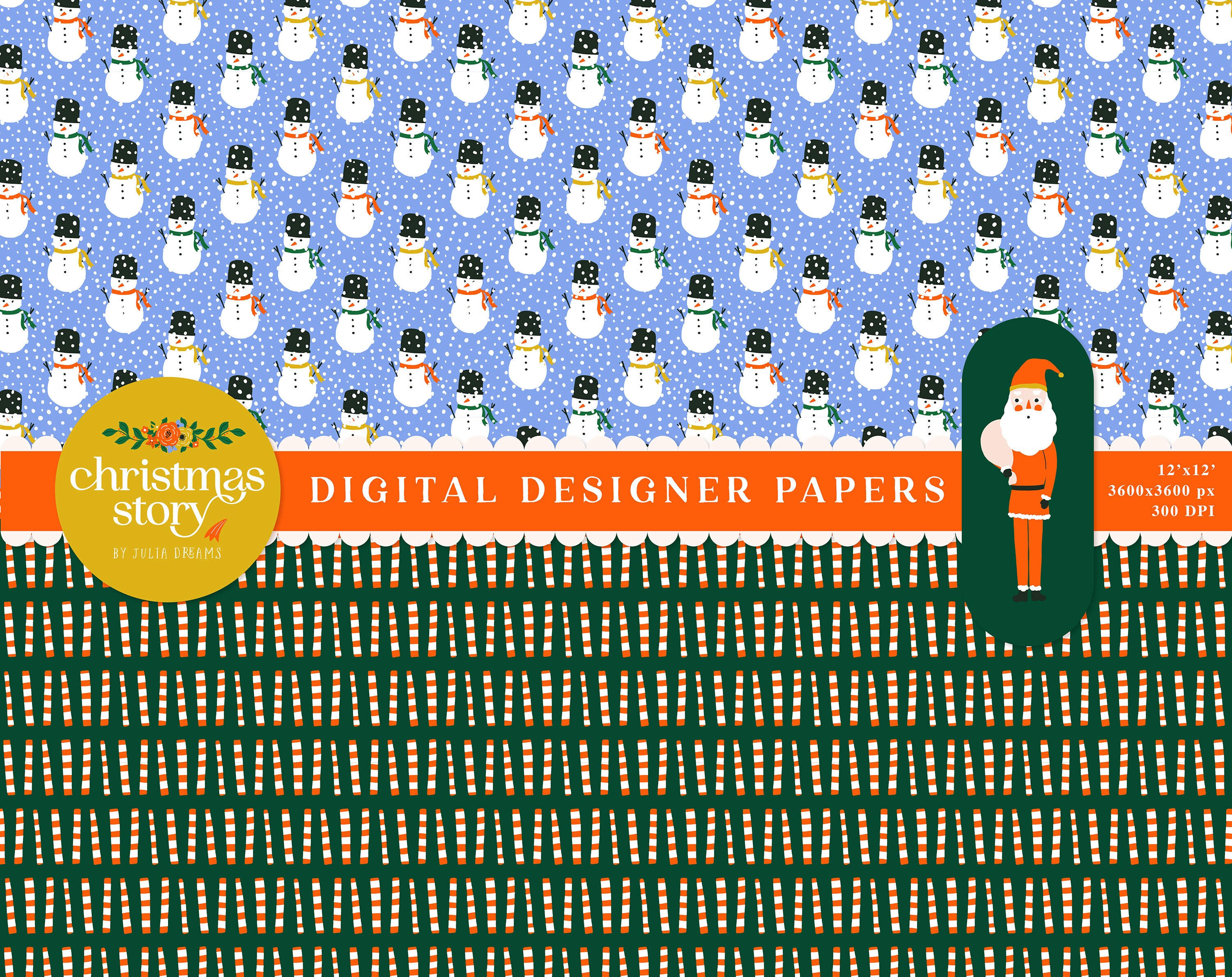 Christmas Story Digital Paper Set 2 - Santa Scrapbook Paper - Seamless ...