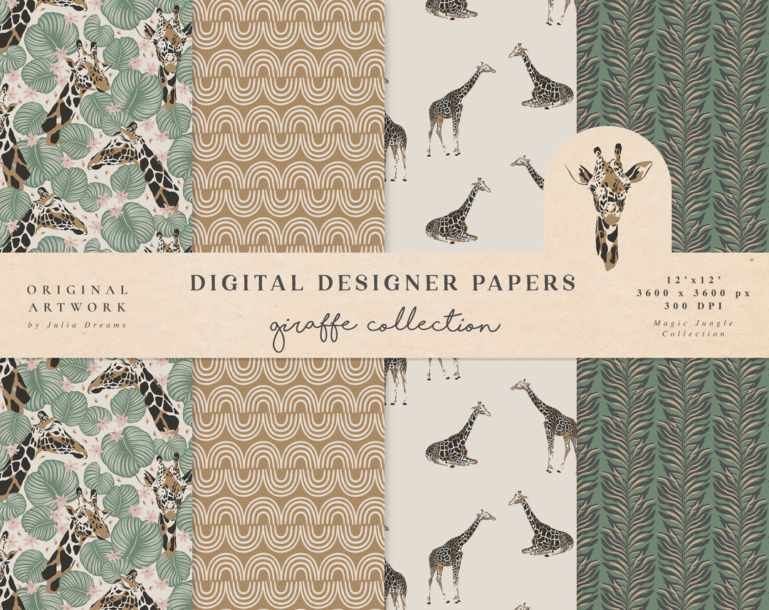Giraffe Digital Papers - Commercial Use - Scrapbook Paper - Seamless ...