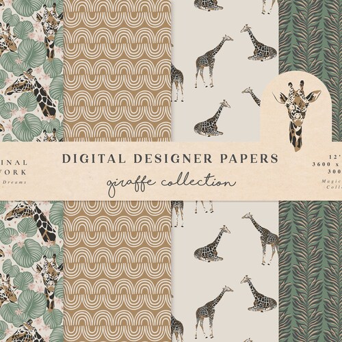 Giraffe Digital Papers Commercial Use Scrapbook Paper - Etsy