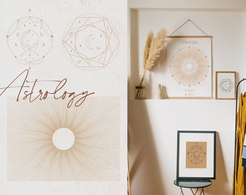 Solar System Art Celestial Mandala Circle Moon Phase - Etsy