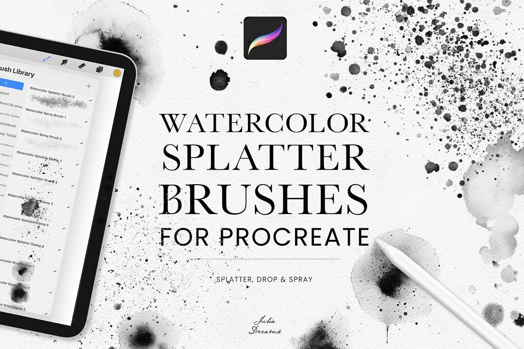 Watercolor Splatter Brushes Procreate - Painting Kit for Procreate ...