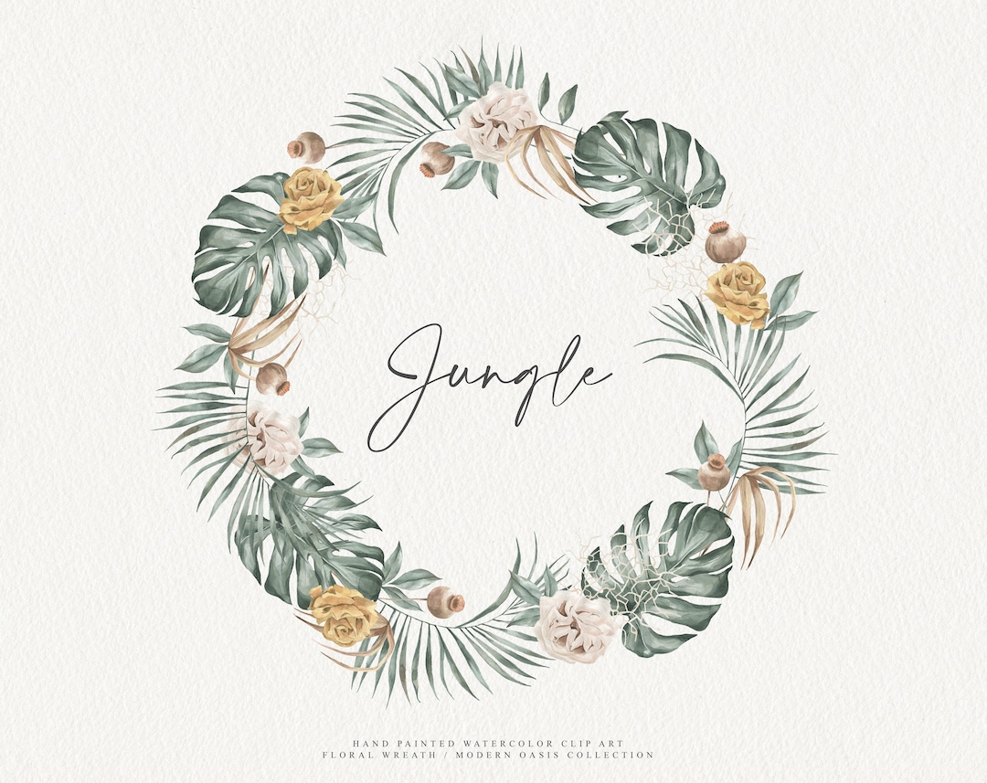Watercolor Floral Wreath - Digital Clipart - Individual PNG Files ...