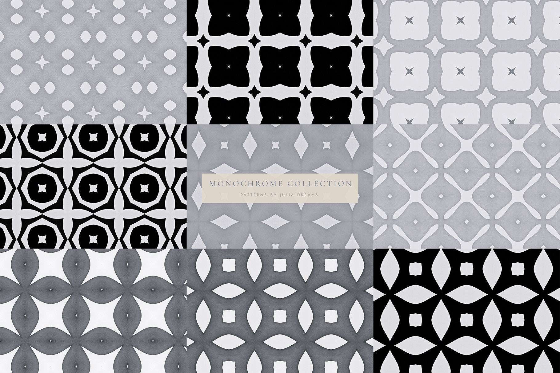 Monochrome Digital Paper - Scrapbook Papers - Seamless Patterns ...