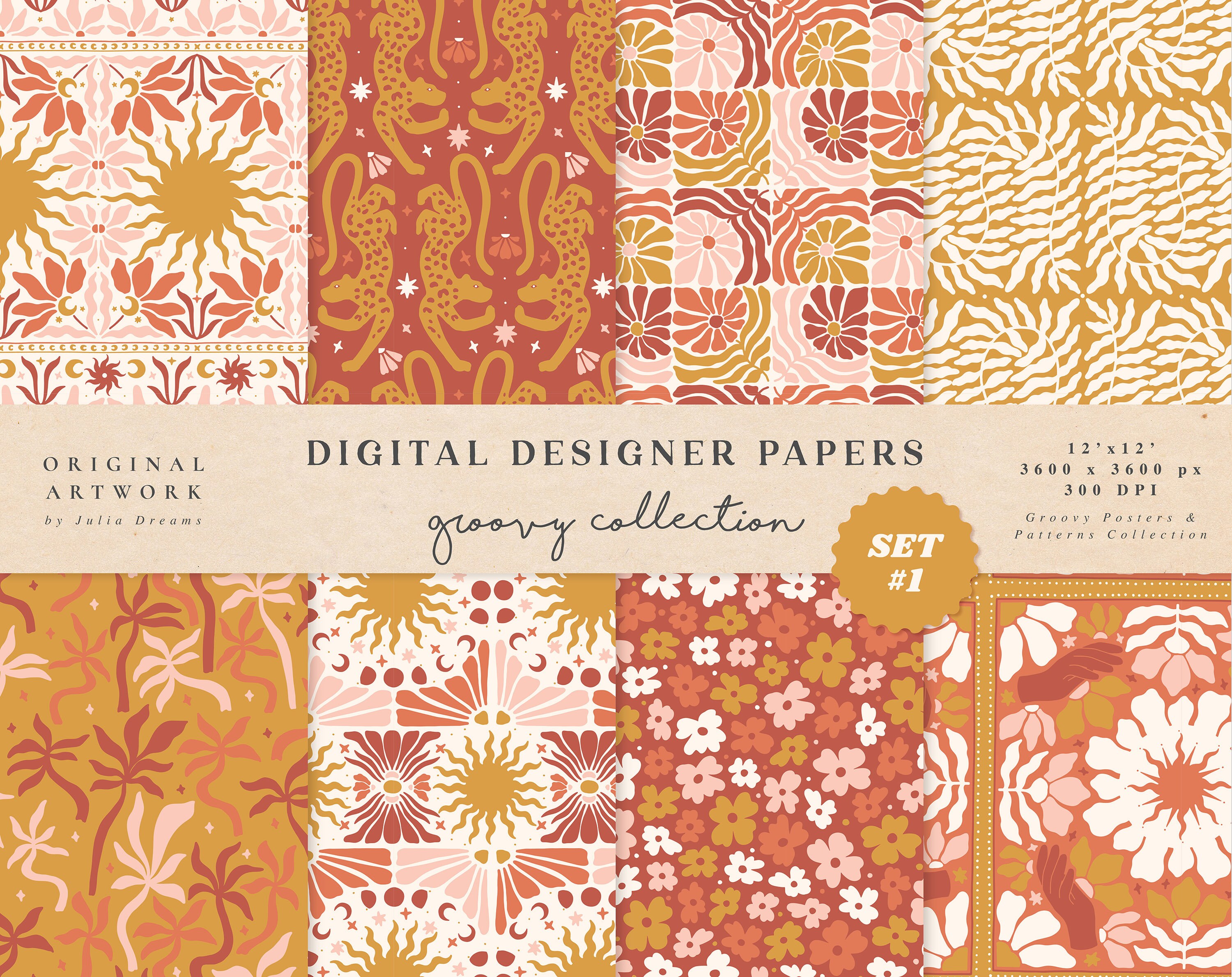 Boho Sun Digital Papers Commercial Use Scrapbook Paper - Etsy