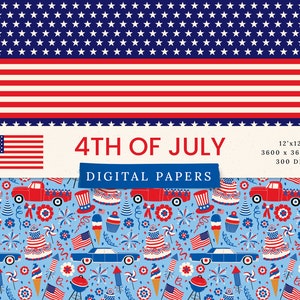 4th of July Digital Papers - Commercial Use - Scrapbook Paper ...