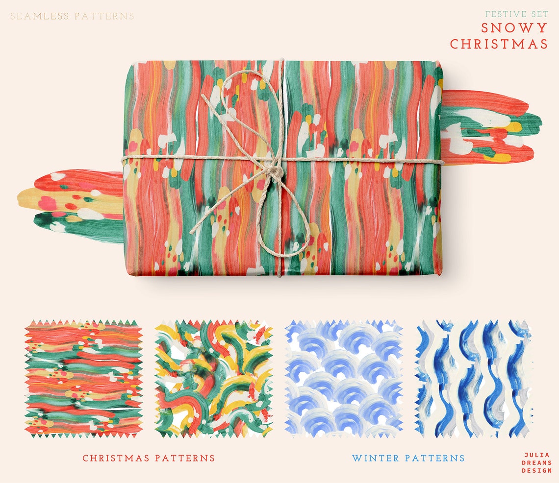 Snowy Christmas Digital Clipart Abstract Brush Stroke | Etsy