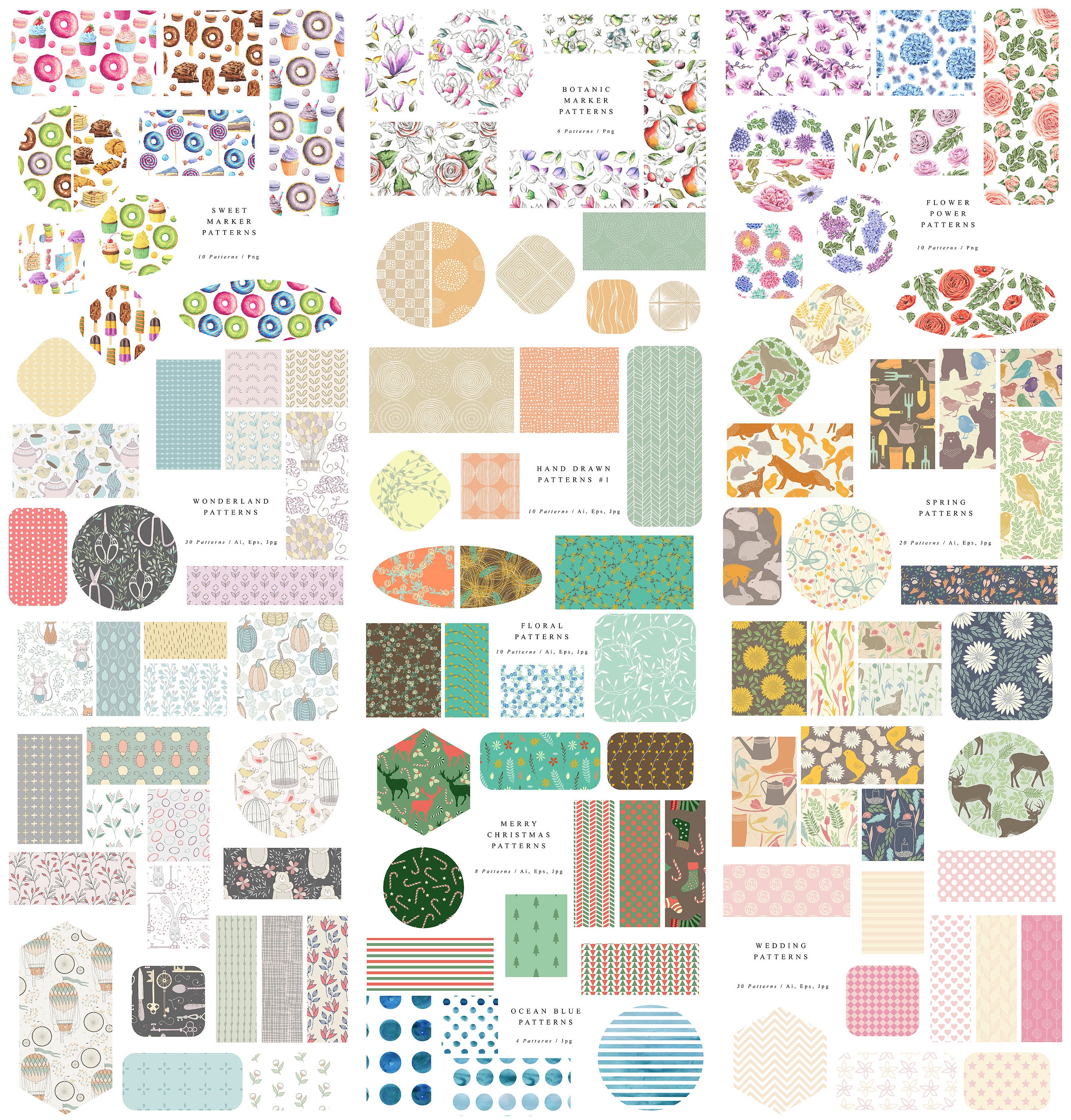Digital Paper Bundle - Seamless Patterns - Printable Scrapbook ...