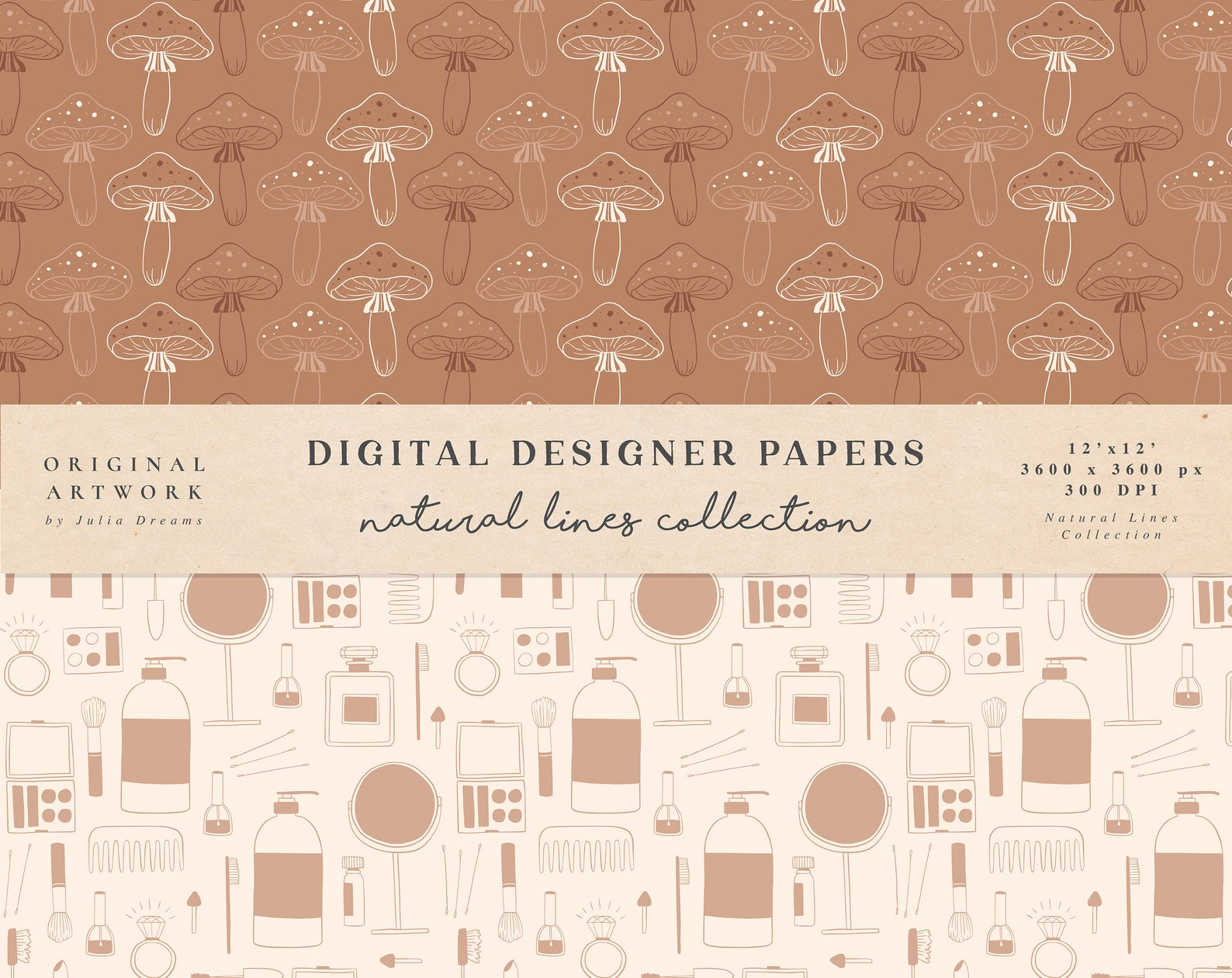 Digital Papers Natural Lines - Scrapbook Paper - Seamless Patterns ...