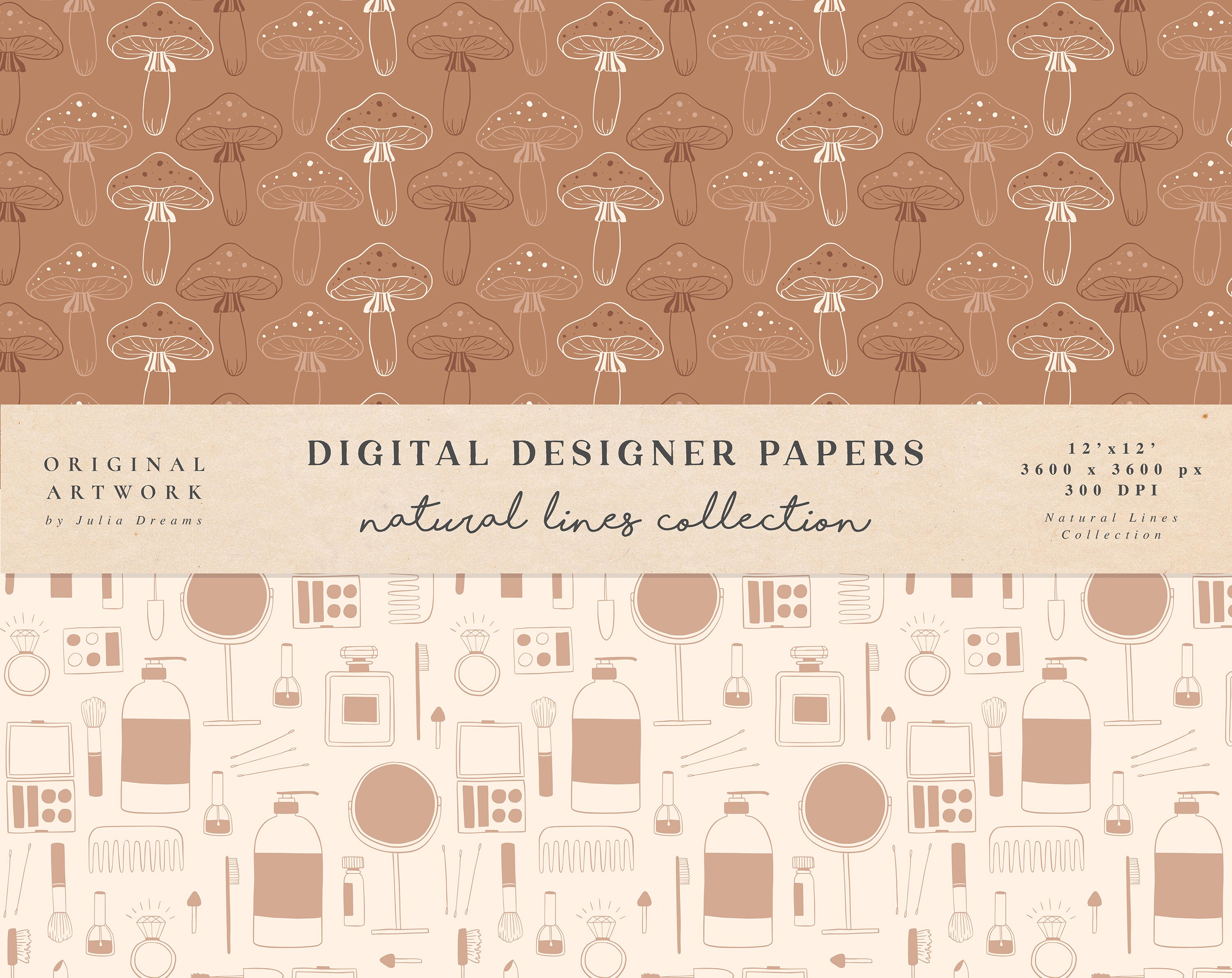 Digital Papers Natural Lines - Scrapbook Paper - Seamless Patterns ...