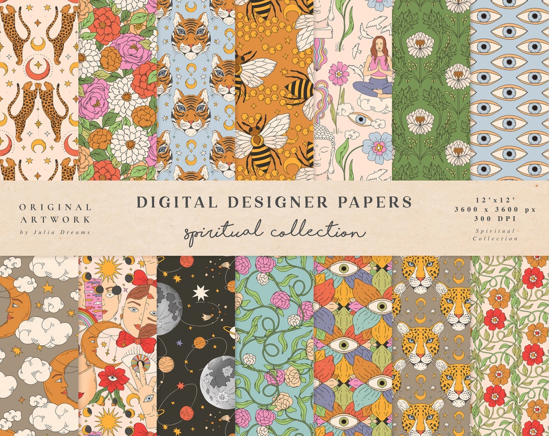 Spiritual Digital Papers - Commercial Use - Scrapbook Paper - Seamless ...