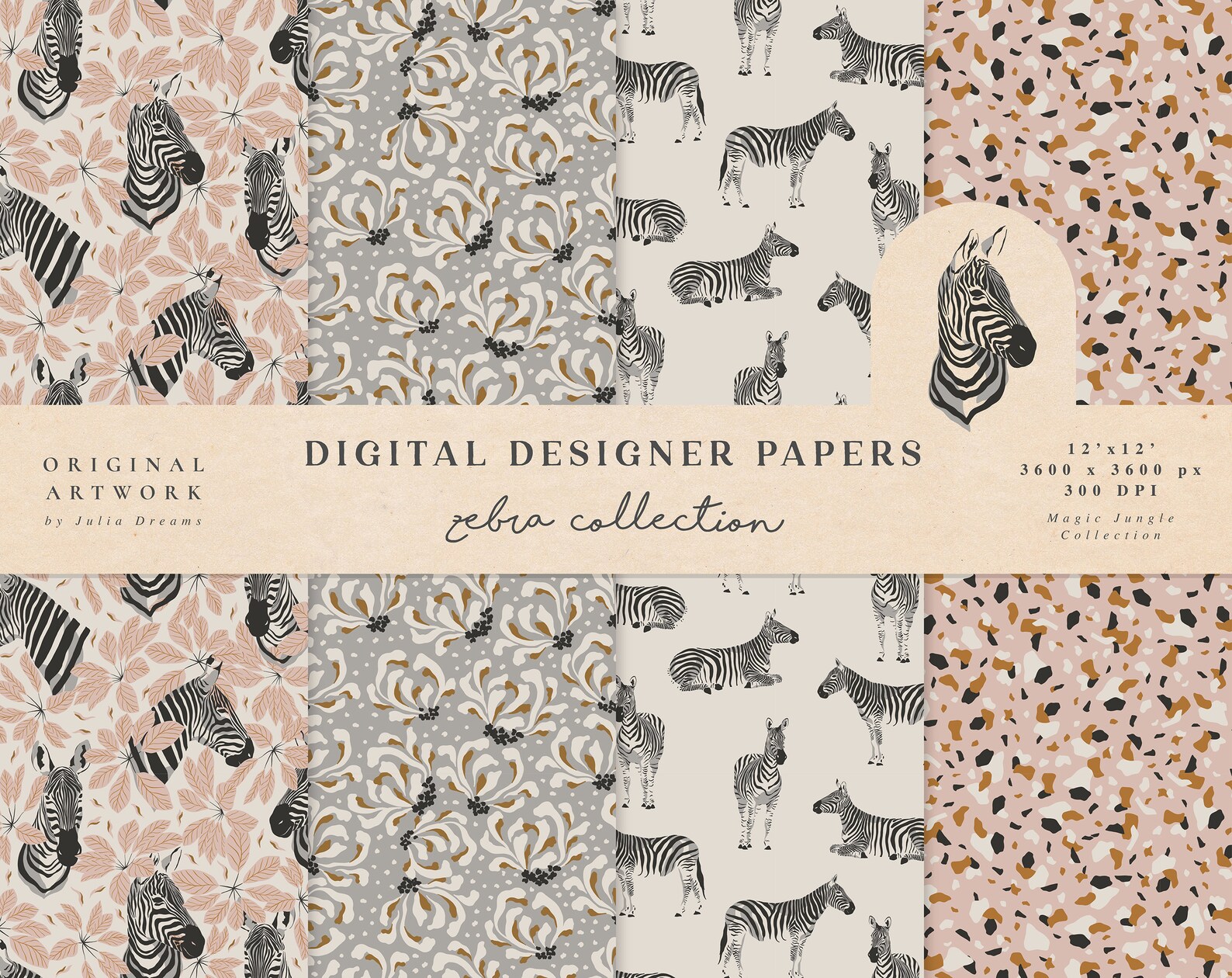 Zebra Digital Papers - Commercial Use - Scrapbook Paper - Seamless ...