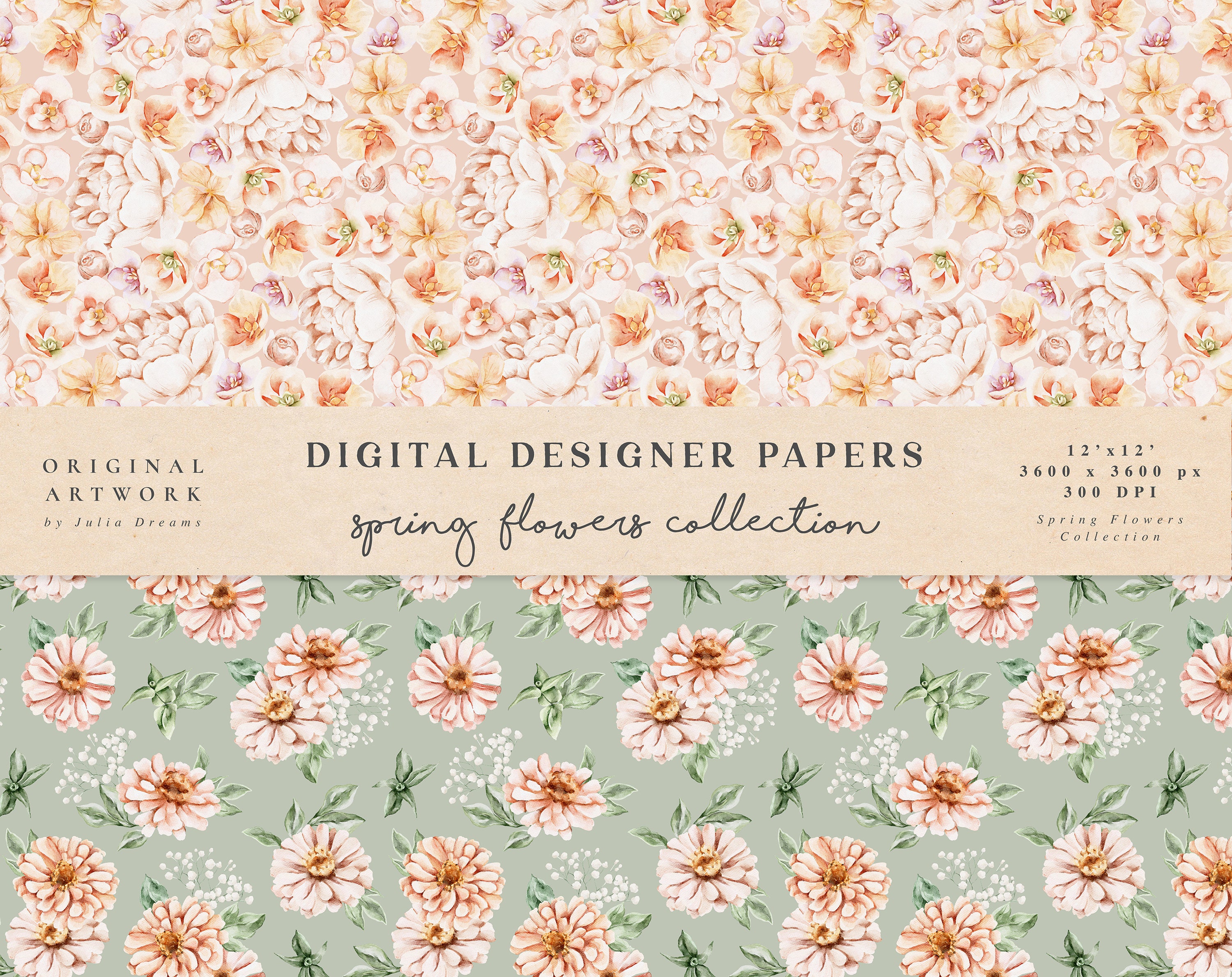 Spring Flowers Digital Paper Scrapbook Papers Seamless - Etsy