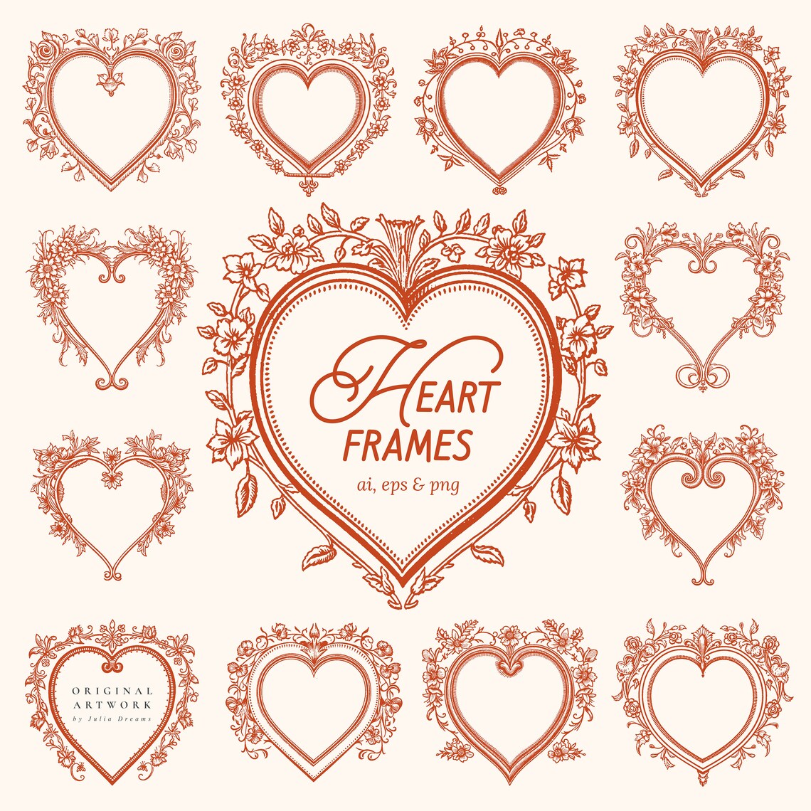 Heart Baroque Frames Clipart - Antique Rococo Vintage Clip Art - Vector ...