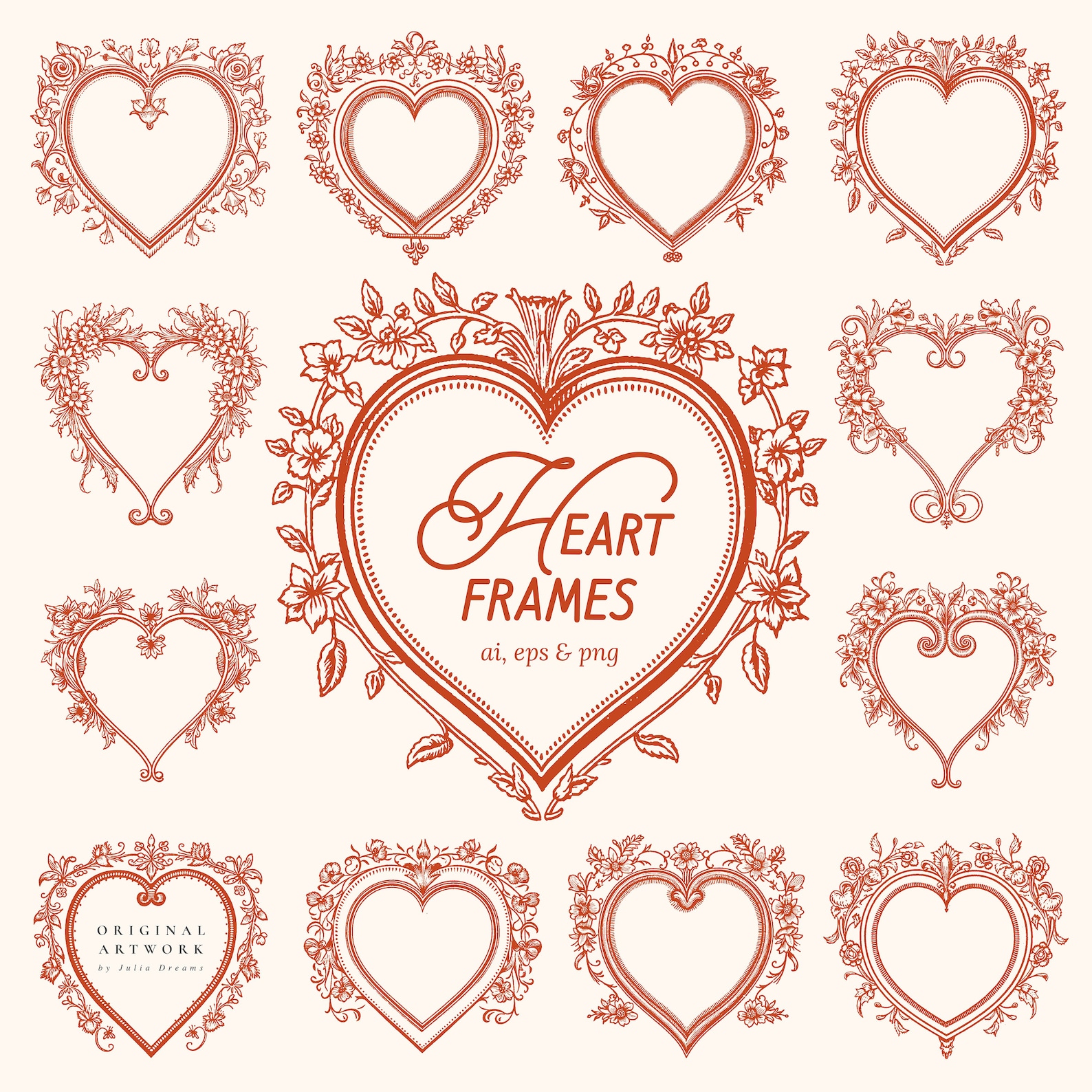 Heart Baroque Frames Clipart - Antique Rococo Vintage Clip Art - Vector ...