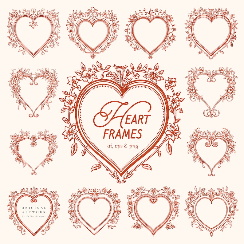 Heart Baroque Frames Clipart - Antique Rococo Vintage Clip Art - Vector ...